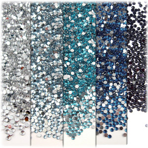 5-Pack Set (5X - 2 |500-Piece) | 2mm Rhinestones | Blue Tones