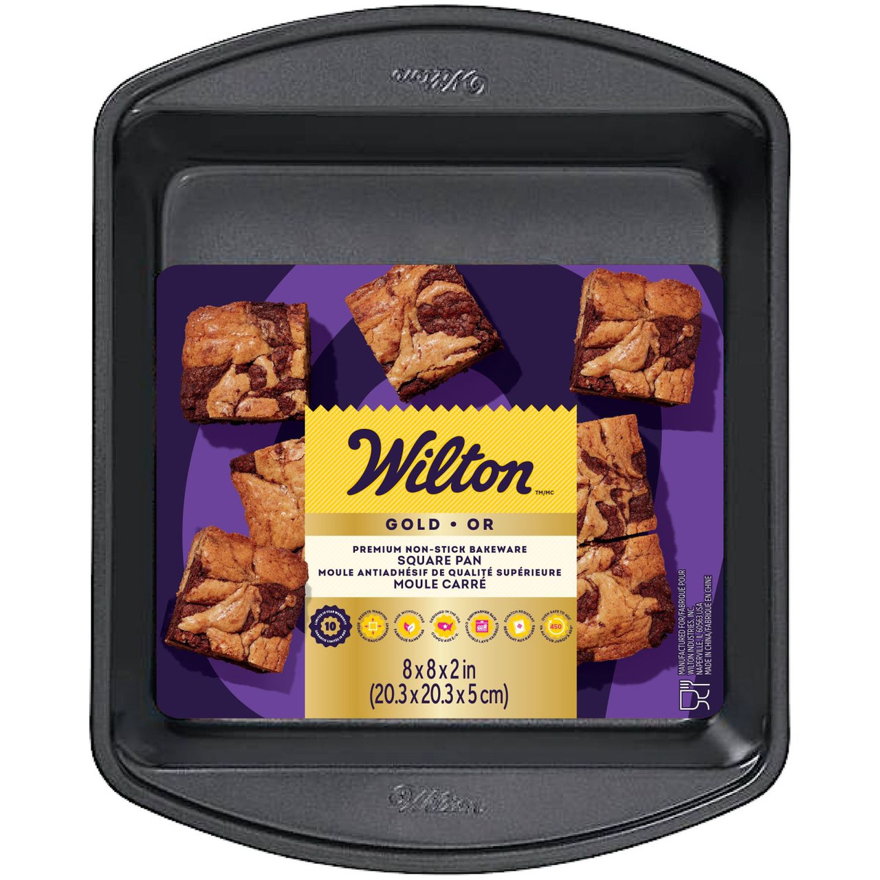 Gold Bakeware Non-Stick Square Cake Pan, 8x8x2 Inch - Wilton
