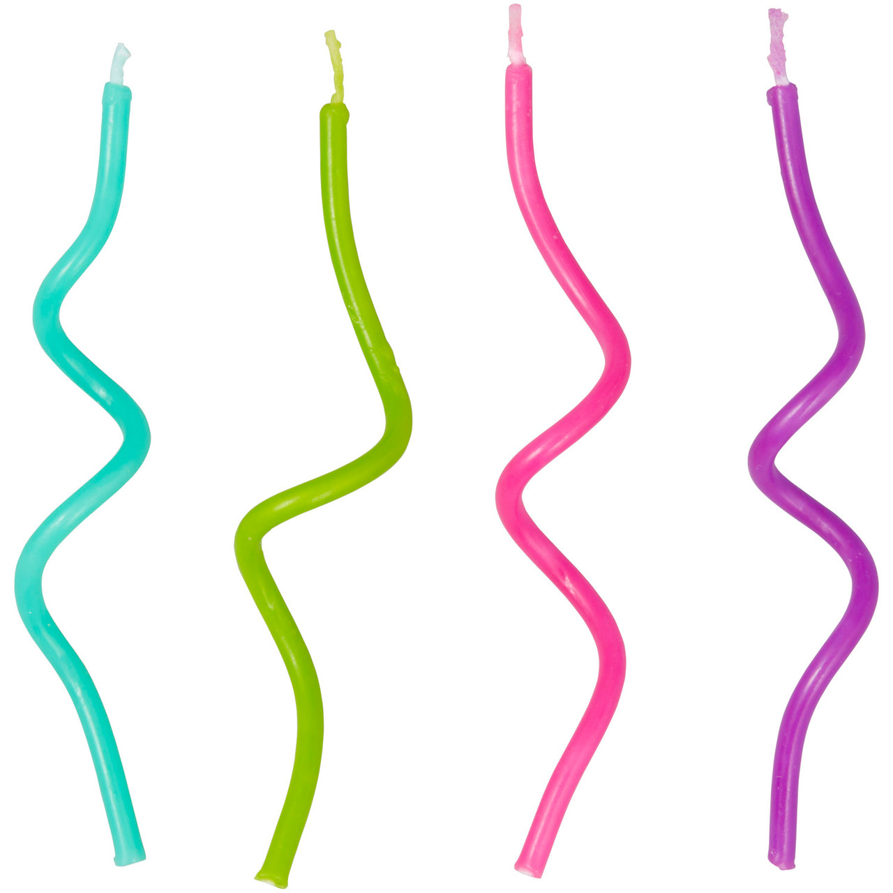Curly Neon Birthday Candle Set, 12-Count - Wilton