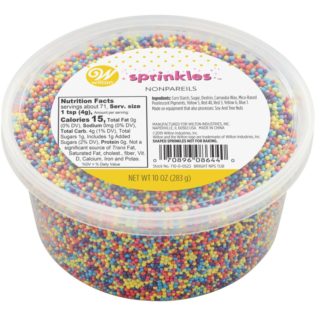 Bright Pastel Nonpareils Sprinkles Mix, 10 oz. Tub - Wilton