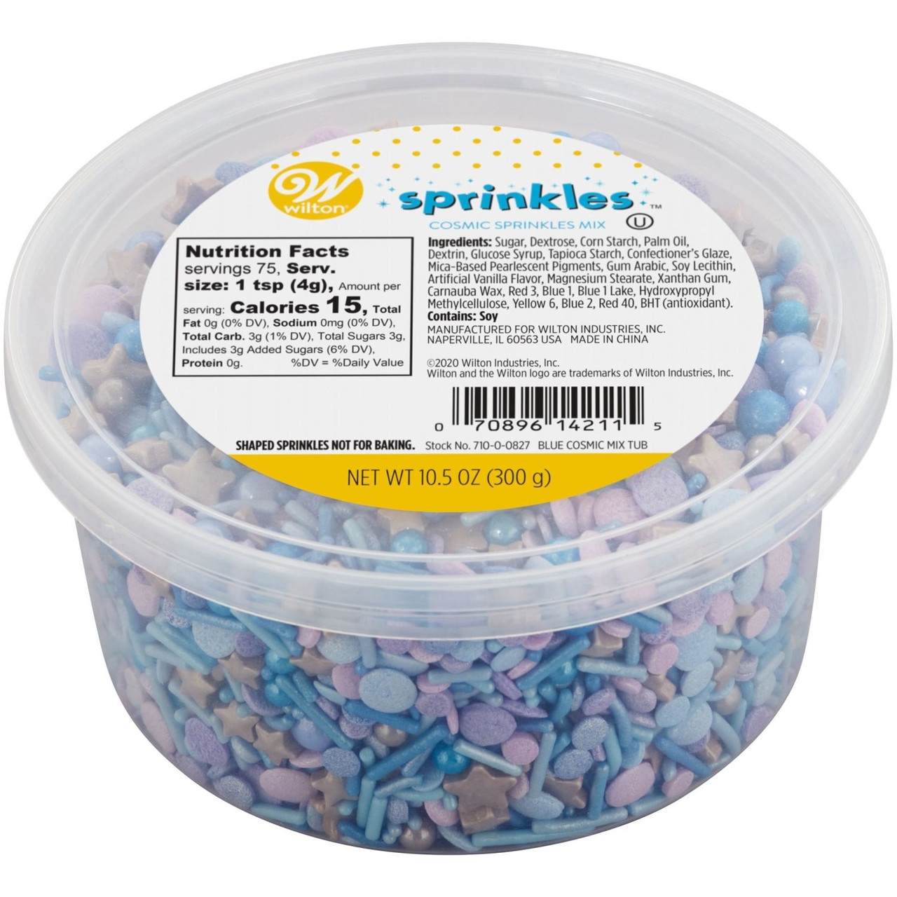 Blue and Silver Cosmic Sprinkles Mix, 300 grams. Tub - Wilton