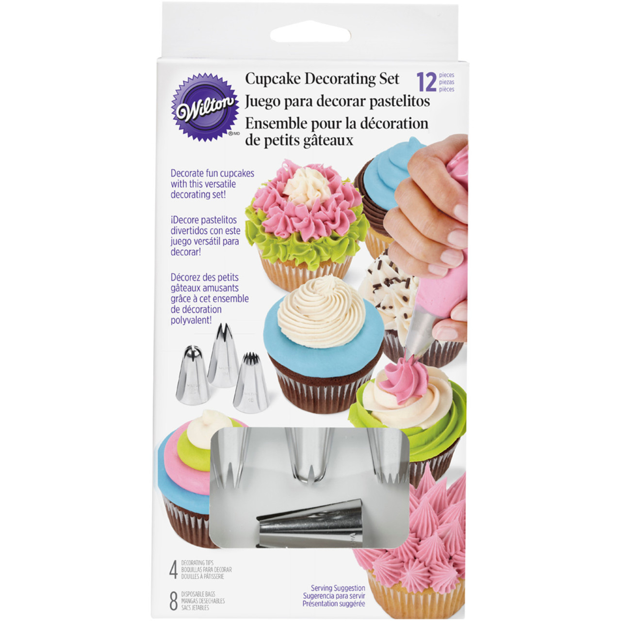 Piping Tip and Decorating Bag Cupcake Decorating Kit, 12-Piece Set - Wilton