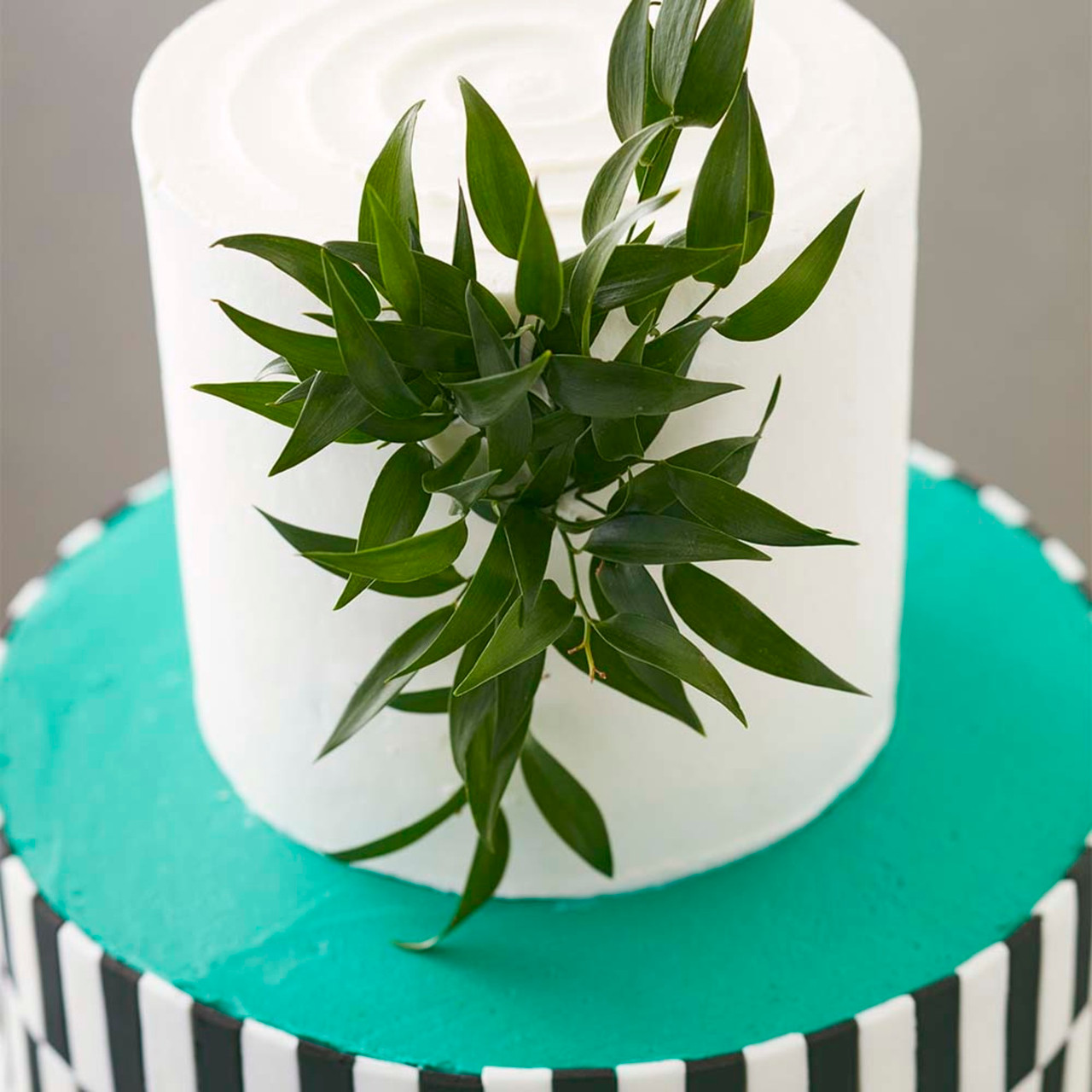 Black White and Teal All Over Cake - Wilton