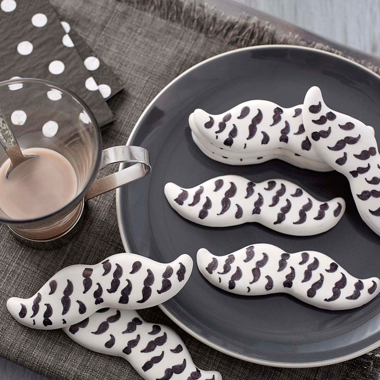 Black & White Mustache Cookies - Wilton