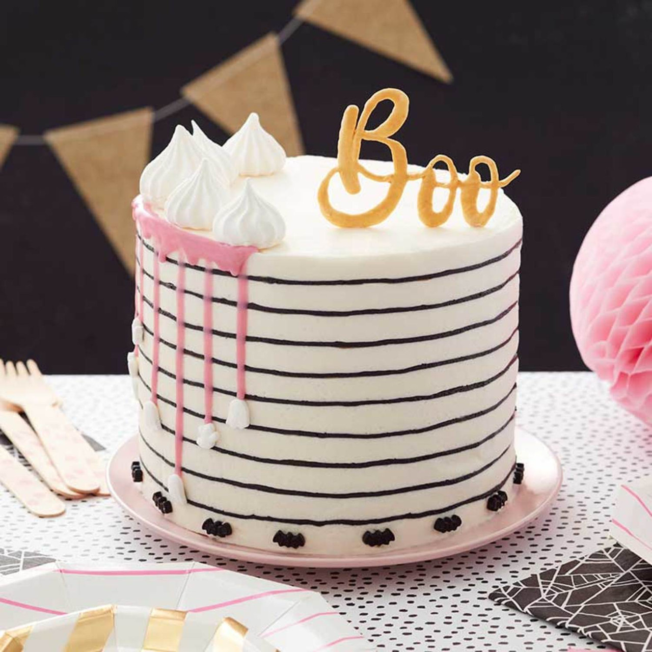 Boo-tiful Striped Halloween Birthday Cake - Wilton