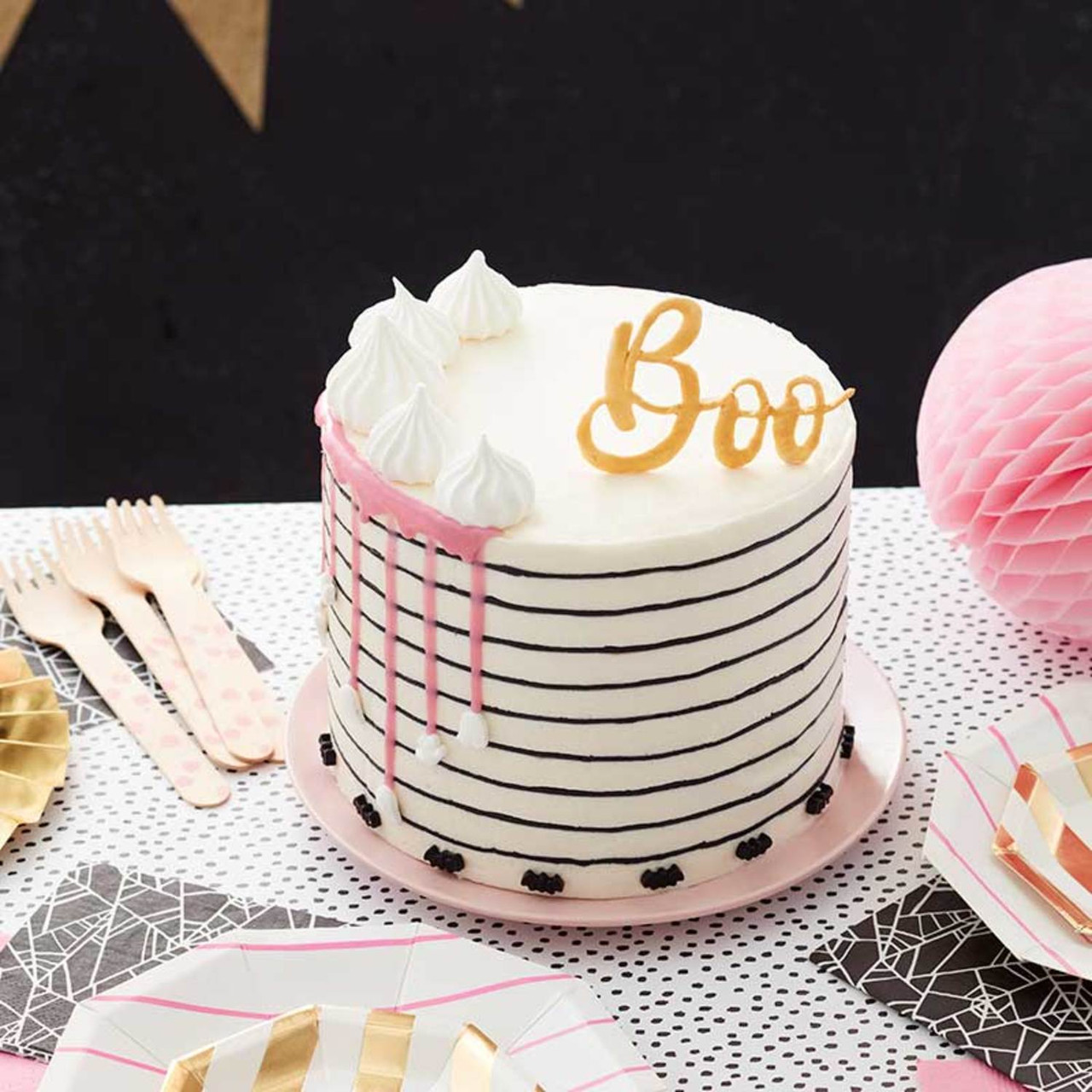 Boo-tiful Striped Halloween Birthday Cake - Wilton