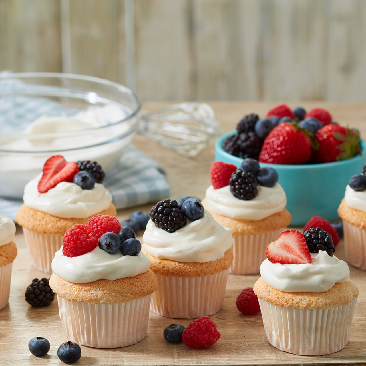 Angel Food Cupcakes with Fresh Berries and Whipped Cream - Wilton