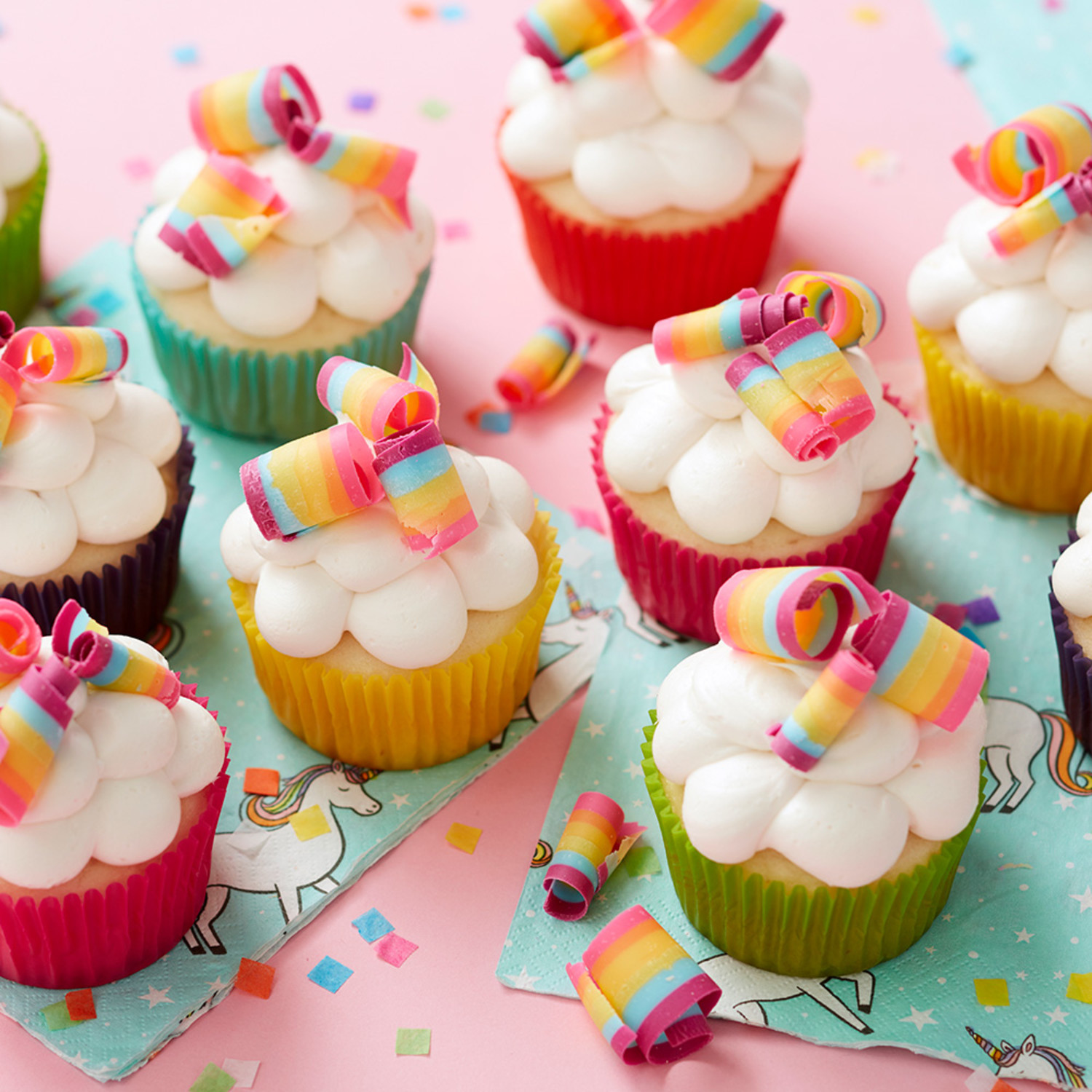 Rainbow Candy Curl Cupcakes - Wilton