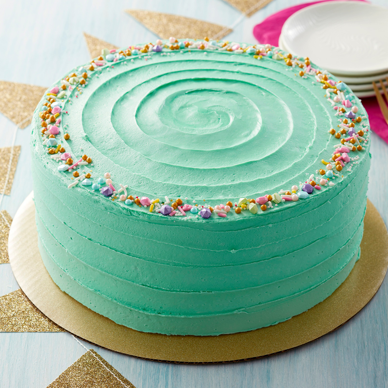 Tickled Teal Buttercream Cake - Wilton