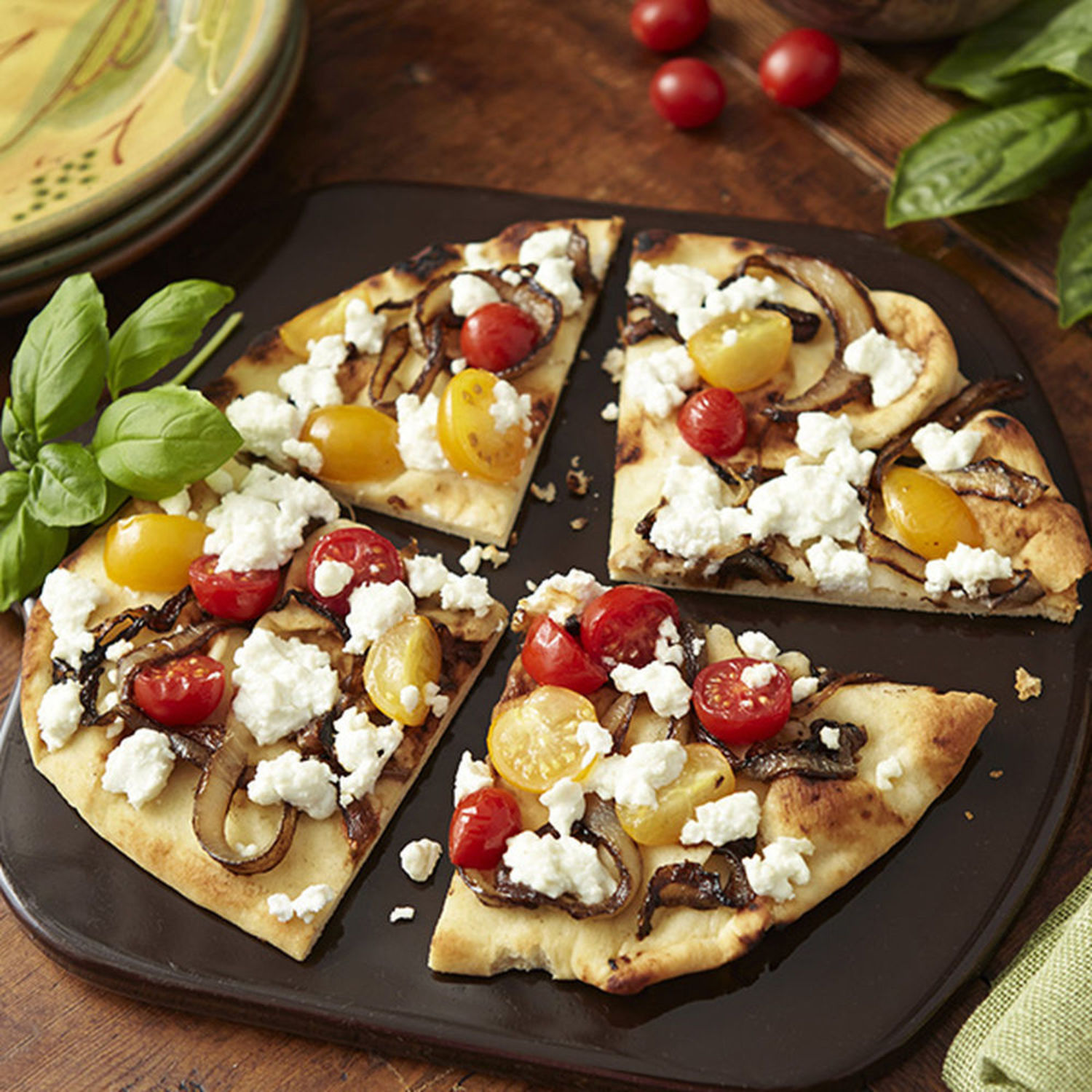 Basil, Goat Cheese and Caramelized Onion Flatbread - Wilton