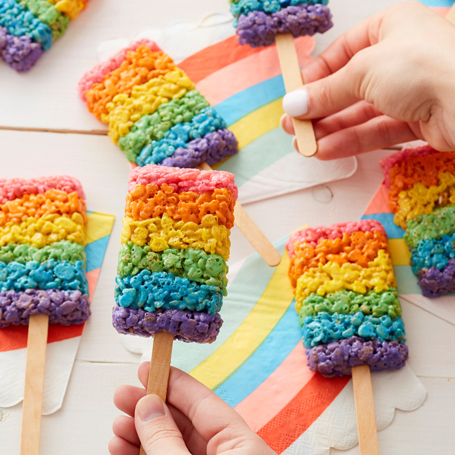 Rainbow Rice Cereal Treat Pops - Wilton