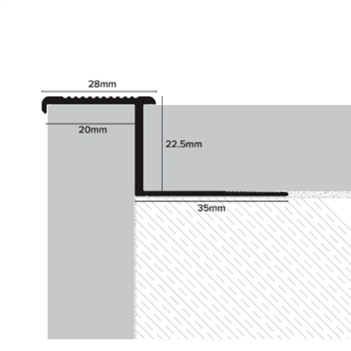 Aluminium Tile-In Step Edge Profile | 20mm Outdoor Stair Trim
