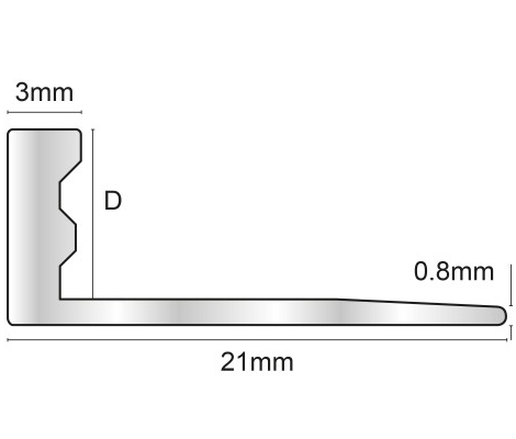 Bendable Aluminium L-Shape Tile Trim – 2.5m for Curved Edge