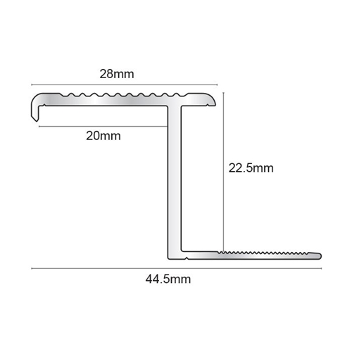Aluminium Tile-in Step Edge Profile For 20mm Porcelain Tiles-2.8m