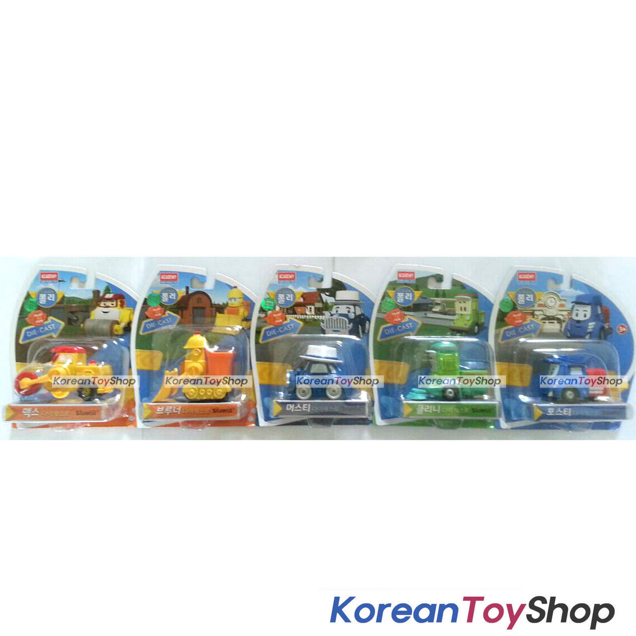 Robocar Poli Diecast Metal 5 pcs Figure Toy Set Max Bruner Musty Cleany ...