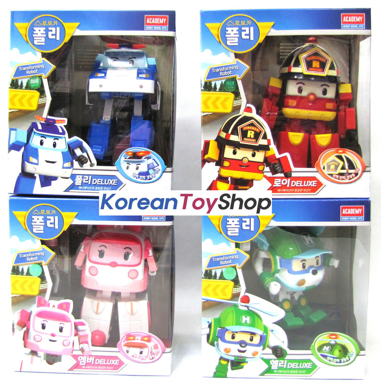 Robocar Poli Transformer Deluxe 4pcs Set POLI ROY AMBER HELLY Robot Toy ...