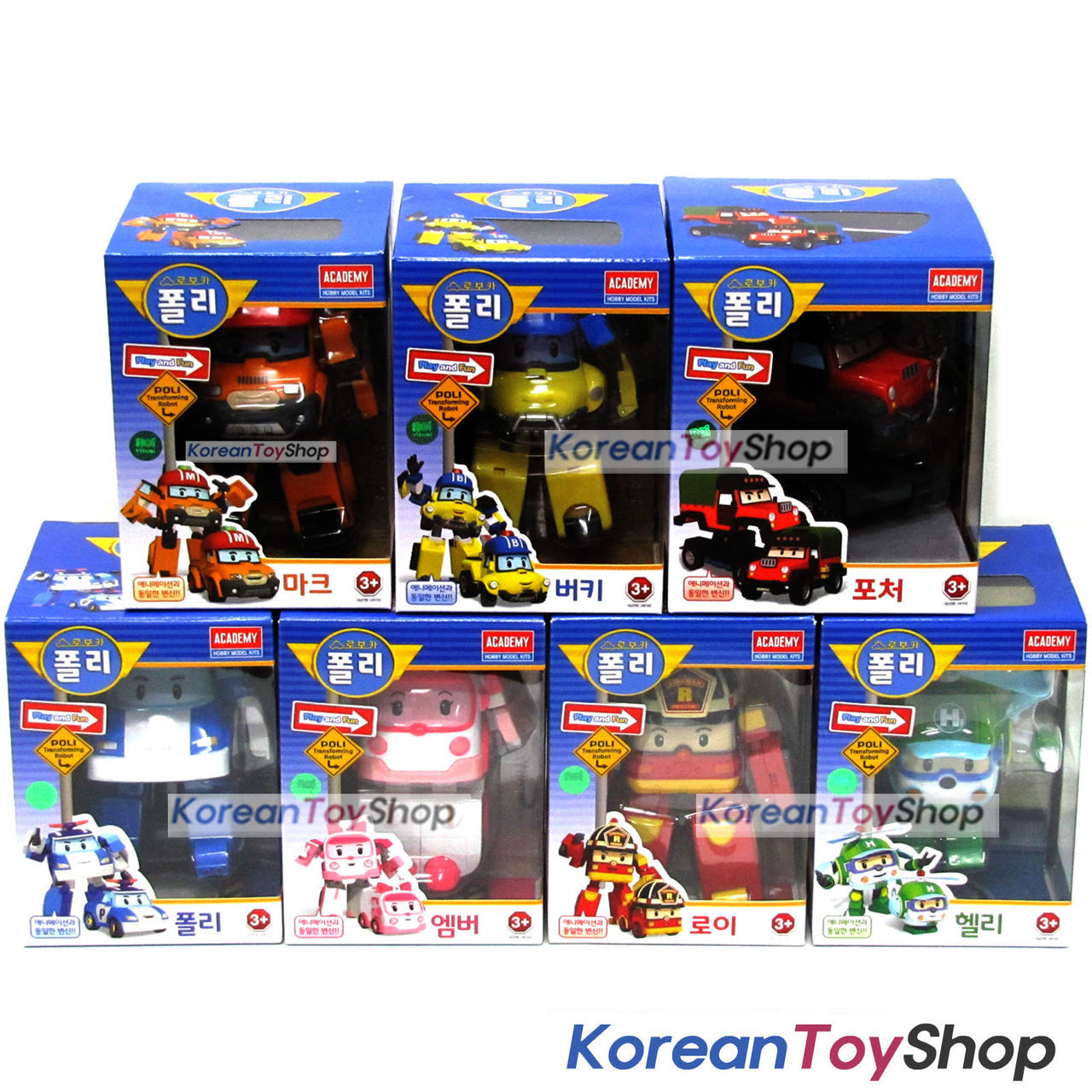 Robocar Poli Transformer 7 pcs POLI ROY AMBER HELLY MARK BUCKY POACHER ...