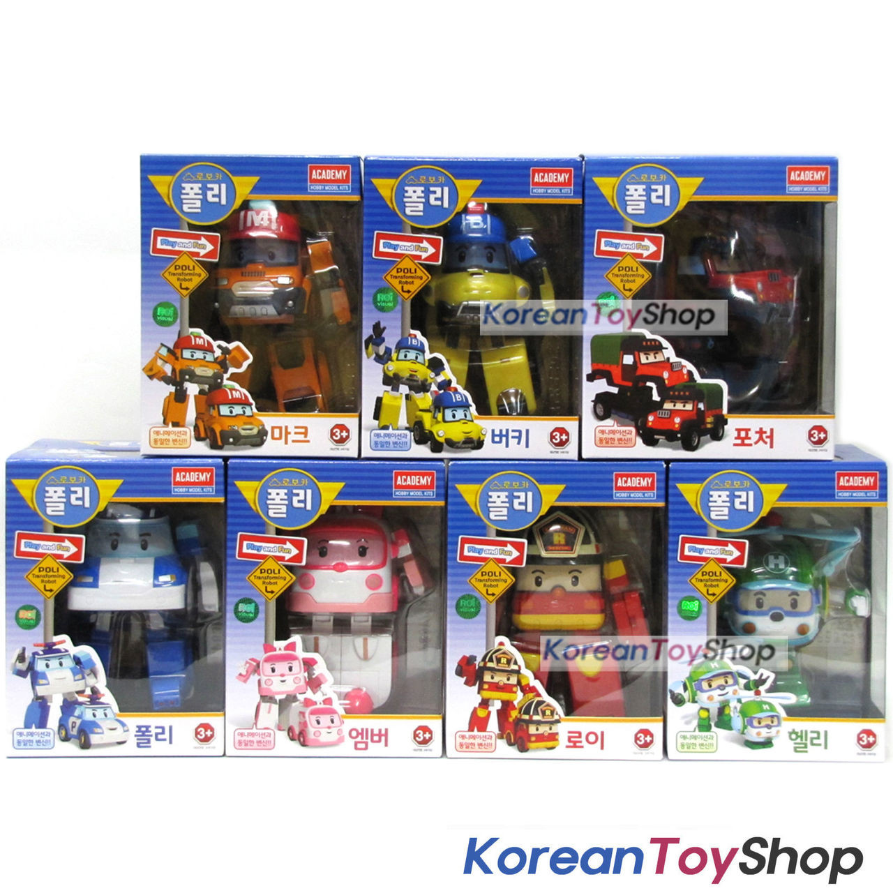 Robocar Poli Transformer 7 pcs POLI ROY AMBER HELLY MARK BUCKY POACHER ...