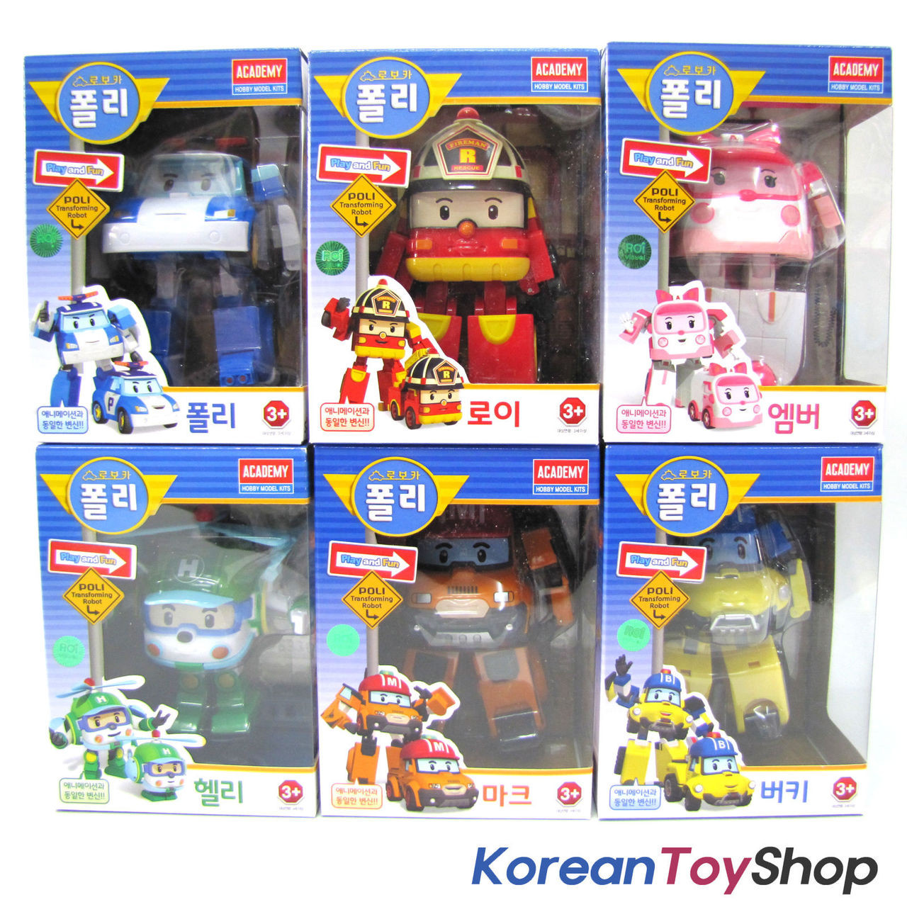 Robocar Poli Transformer 6 pcs POLI ROY AMBER HELLY MARK BUCKY Robot ...