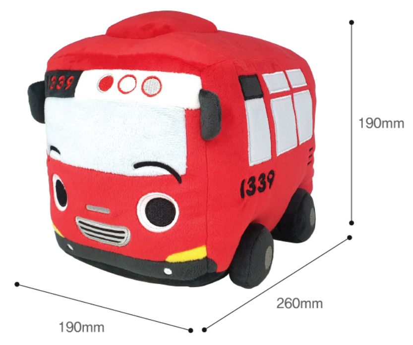 Tayo Little Bus GANI Doll Plush Toy Cute Soft 26cm Length Red Bus