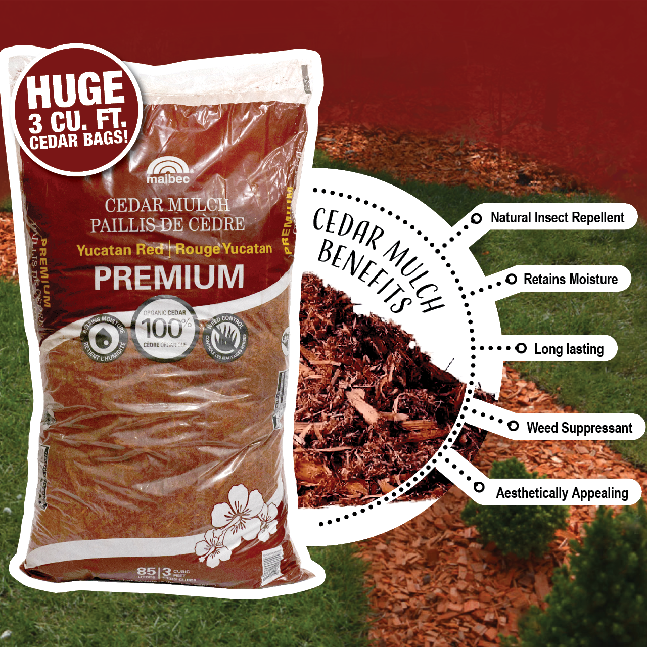 Red Organic Cedar Mulch 3 Cubic Feet - CountryMax