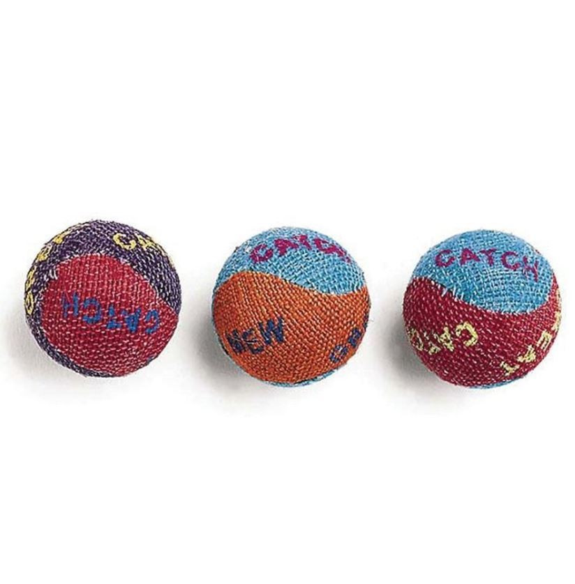 Ethical Pet Spot Colored Burlap Balls Cat Toys 3 Count Pack - CountryMax
