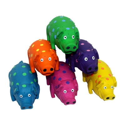 Multipet Assorted Globlets Latex Polka Dot Pig Dog Toys - CountryMax