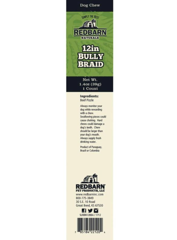 Redbarn Naturals Braided Bully Stick, 12"