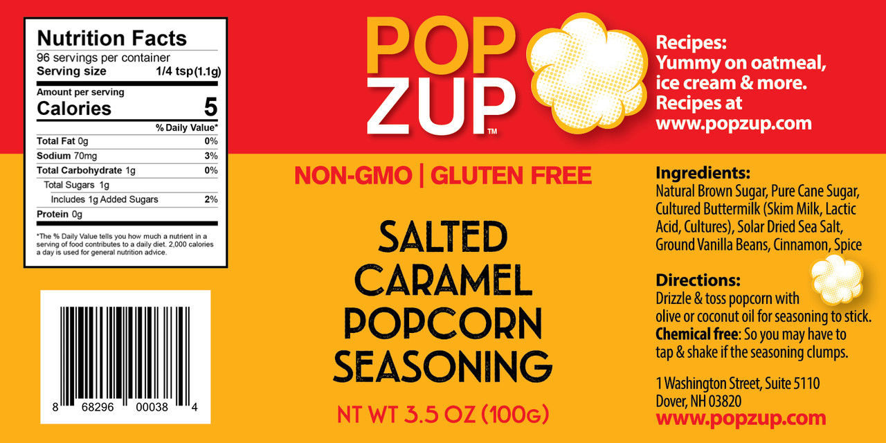 Popzup Salted Caramel Popcorn Seasoning 3.5oz