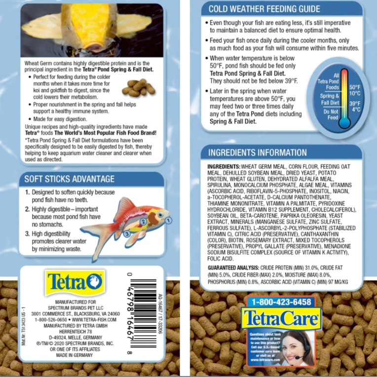 Tetra Pond Spring and Fall Diet Fish Food Sticks