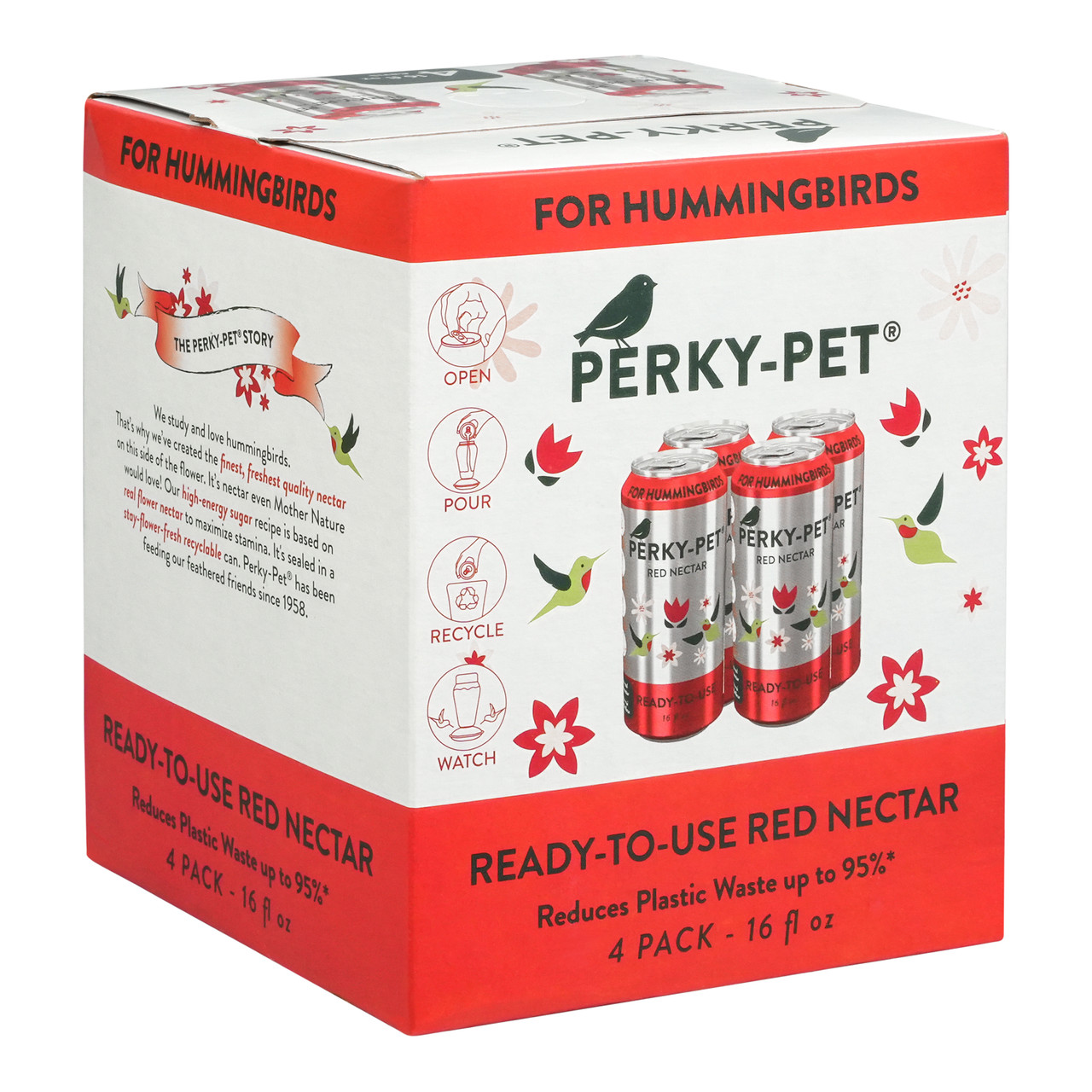 Perky-Pet Ready-To-Use Red Hummingbird Nectar 16oz 4 pack