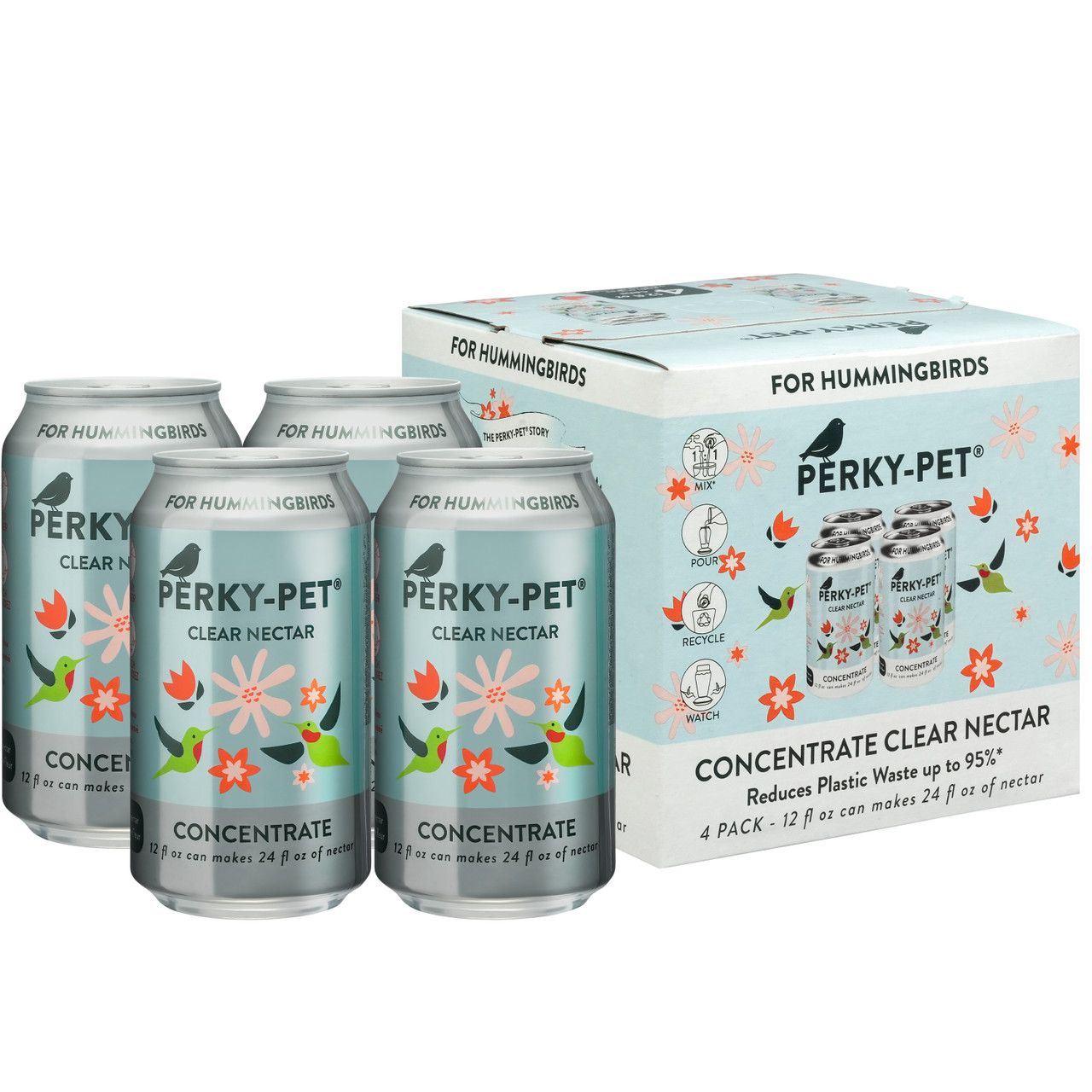 Perky-Pet Clear Hummingbird Nectar Concentrate 12oz 4 Pack