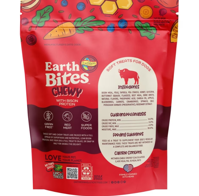 Earthborn Holistic EarthBites Chewy Grain-Free Bison Bites Dog Treats, 7oz
