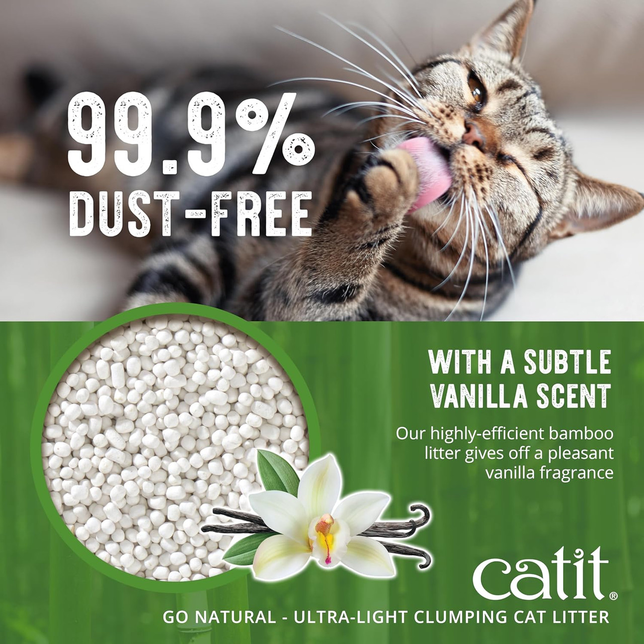 Catit Go Natural! Bamboo Power Ultra-Light Clumping Cat Litter, Vanilla ...