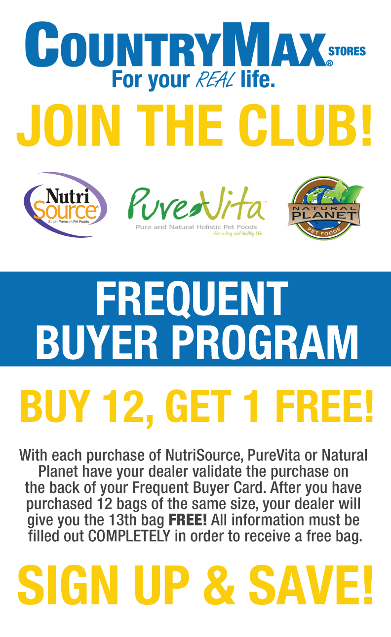 Nutri Source, Pure Vita, and Natural Planet Frequent Buyer Program