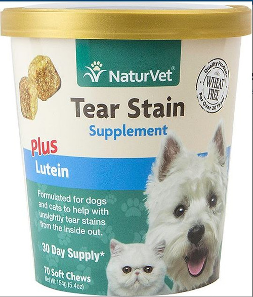 NaturVet Tear Stain Plus Lutein Soft Chews For Dogs & Cats, 70 Count ...