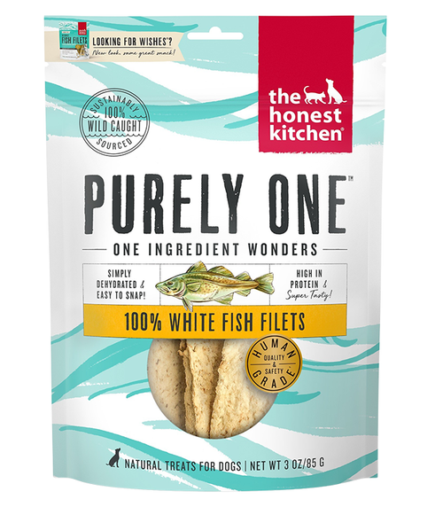 The Honest Kitchen Purely One White Fish Fillets Dog Treats, 3oz