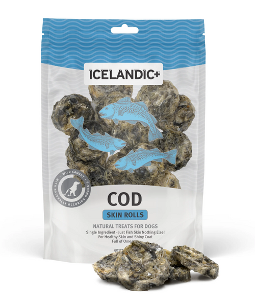 Icelandic+ Cod Skin Rolls Dog Treats 3oz