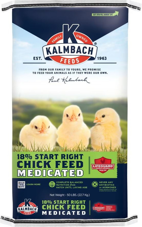 Kalmbach 18% Start Right Chick Feed Medicated 50lbs
