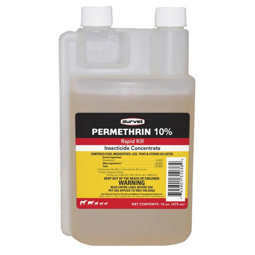 Durvet Permethrin 10% Rapid Kill Insecticide Concentrate, 16oz.