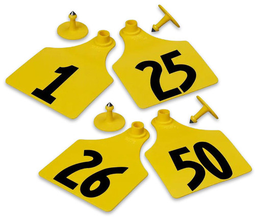 Allflex Numbered Ear Tags, Yellow, 25 Count