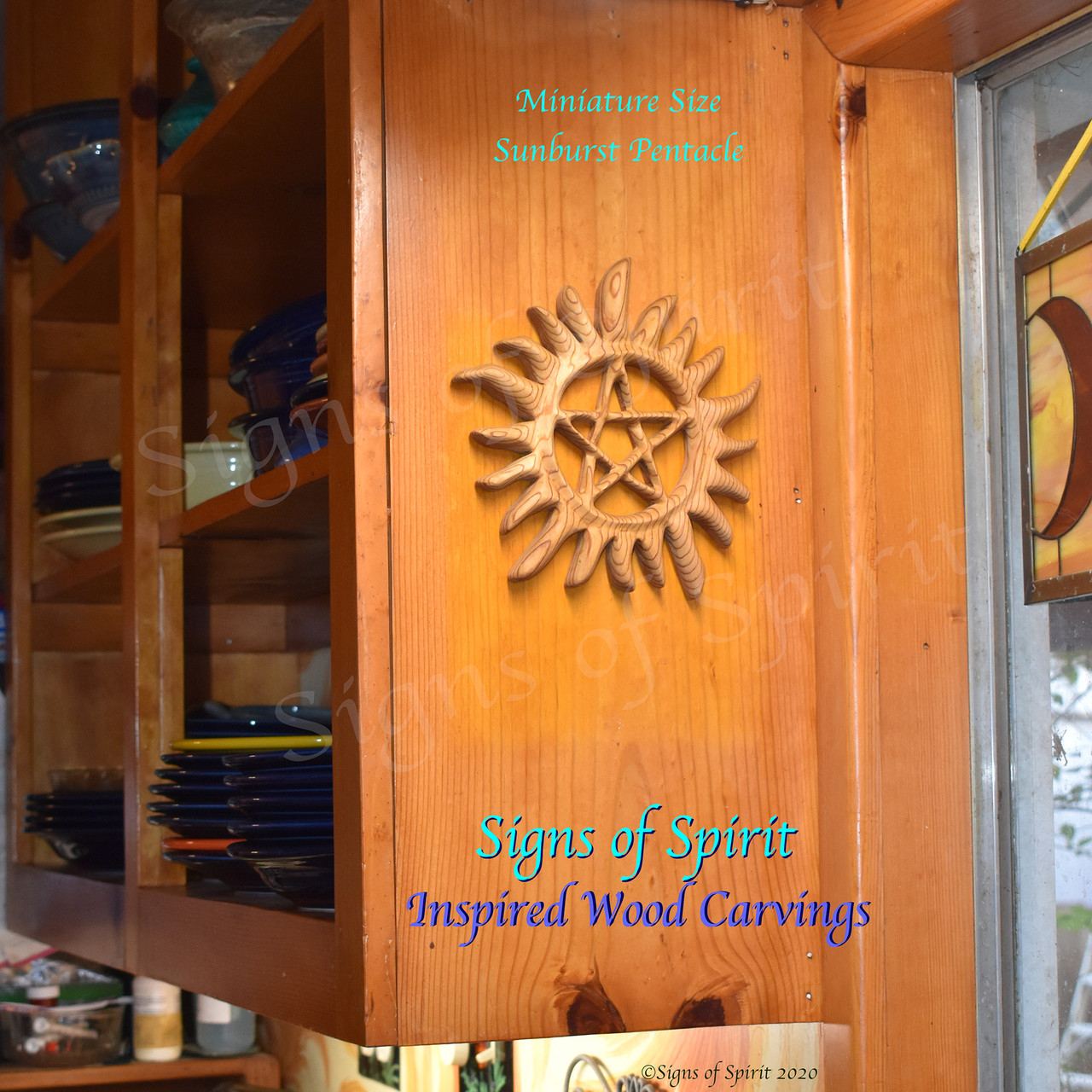 Sunburst Pentacle Anti-Possession Wood Carving Symbol Supernatural ...