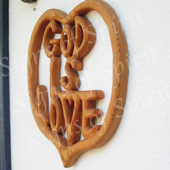 God is Love-Wood Carved Sign by Signs of Spirit - Signs of Spirit