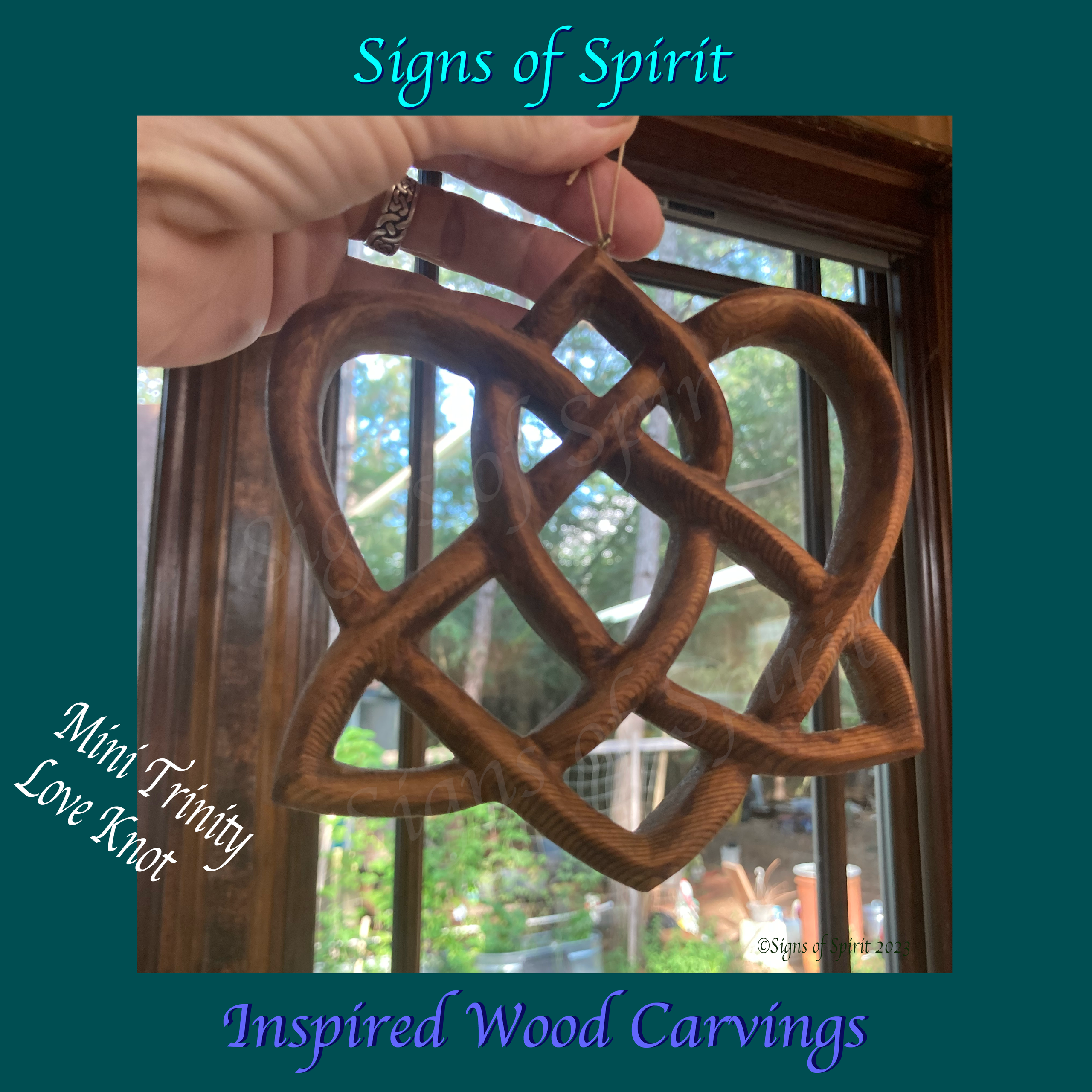 Trinity Love Knot Heart-Shaped Celtic Wood Carving - Irish Love Knot ...