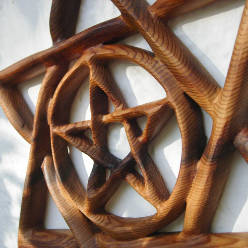 Kabbalistic Star Wood Carving Celtic Pentacle Star of David Knot Jewish ...