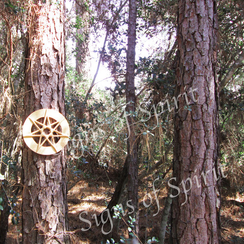 Fairy Star of Enchantment Wide Band Wood Carving, Encircled Elven Star ...