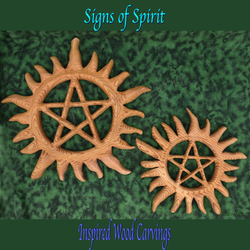 Sunburst Pentacle Anti-Possession Wood Carving Symbol Supernatural ...