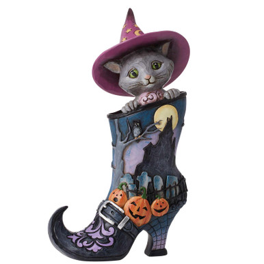 Heartwood Creek Witch's Boot with Black Cat Halloween Figurine by Jim ...