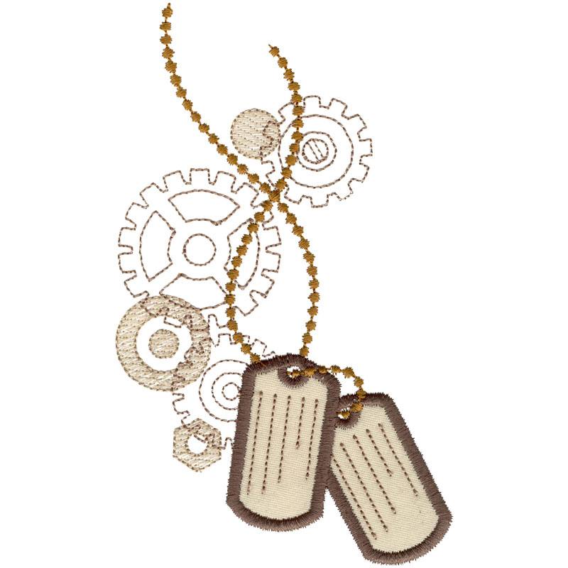 Steampunk Applique Dog Tags