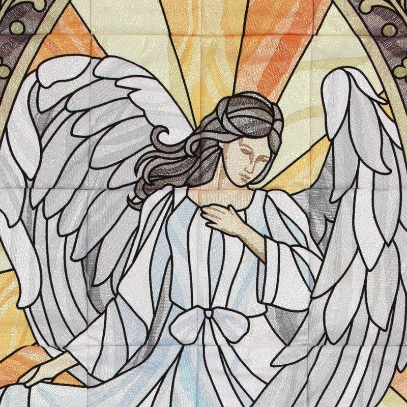Celestial Stained Glass Tiling Scene